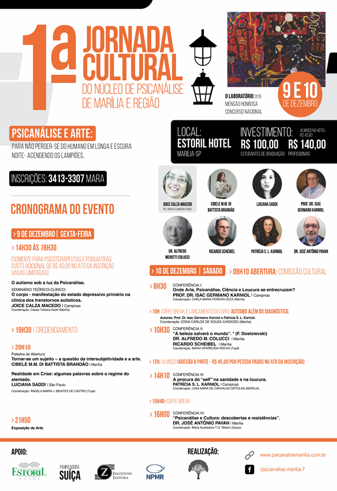 1° Jornada Cultura do Núcleo de Psicanálise - Karniol Galeria da Mente